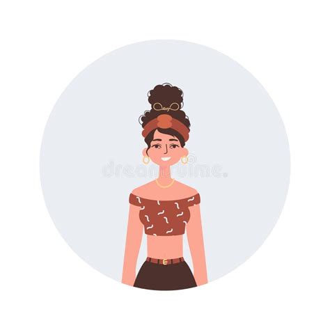 Round Avatar Woman Modern Character Style Stock Vector Illustration Of Head Collection