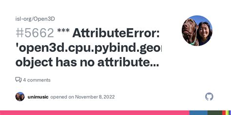 AttributeError Open3d Cpu Pybind Geometry TriangleMesh Object Has No