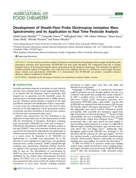 Pdf Development Of Sheath Flow Probe Electrospray Ionization Mass Spectrometry And Its
