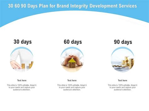 30 60 90 Days Plan For Brand Integrity Development Services Ppt Powerpoint Presentation Deck