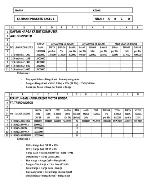 Praktek Excel 1 R Pdf