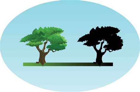 Flat Style Tree Icon With Its Silhouette Vector Art Vector Art At Vecteezy