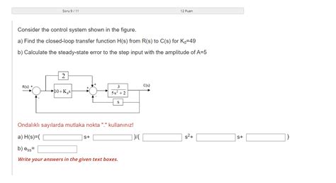 Solved Consider The Control System Shown In The Figure A Chegg