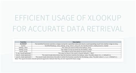 Efficient Usage Of Xlookup For Accurate Data Retrieval Excel Template