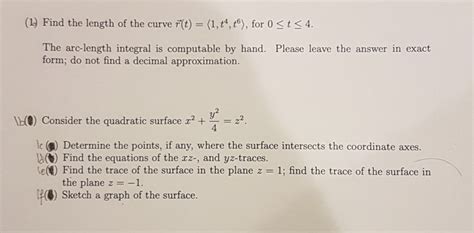 Solved 1 Find The Length Of The Curve R T Lt T6