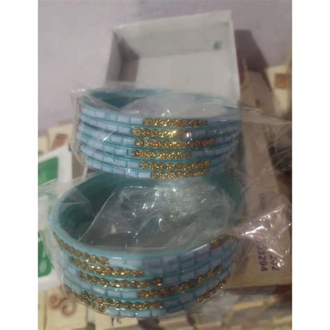 Sky Blue Glass Bangles Set Size 250 At Rs 22box In Firozabad Id