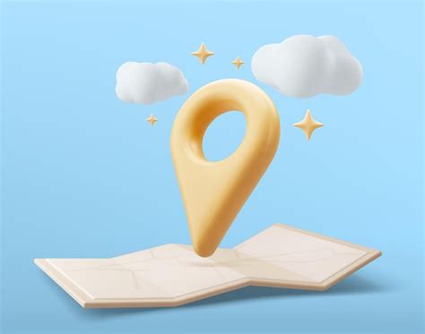 위치 접힌 종이 지도 구름 및 내비게이션 핀 Gps 및 지도 소셜에 대한 내비게션 기호 요소 프리미엄 벡터