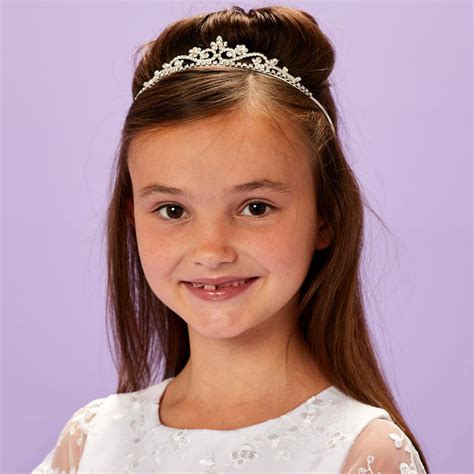 Girls Crystal And Diamante Crown Tiara Beatrice P218 By Peridot Uk