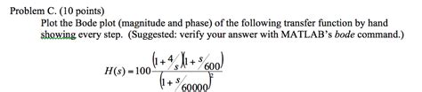 Solved Plot The Bode Plot Magnitude And Phase Of The