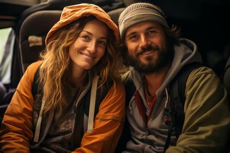 Premium Ai Image Couple Traveling On A Camper Van