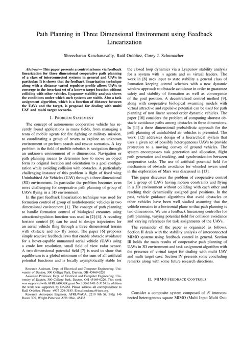 Pdf Path Planning In Three Dimensional Environment Using Feedback