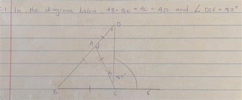 Solved In The Diagram Below AB BC AC AD And DCE Chegg