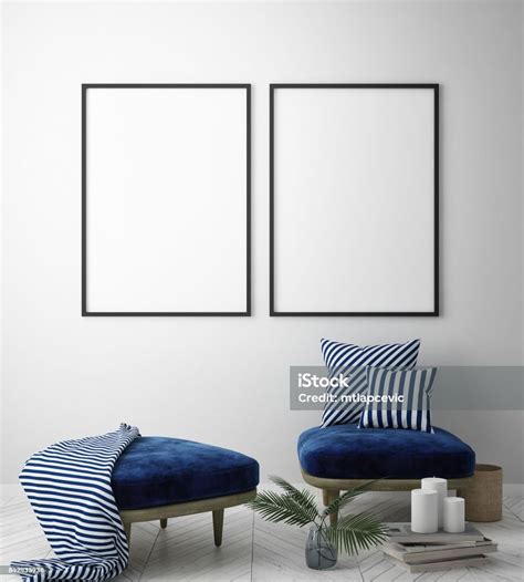 남색 벨벳 세부 정보 스 칸디 나 비아 스타일 3d 렌더링 인테리어 배경 Hipster 포스터 프레임을 모의 0명에 대한 스톡 사진 및 기타 이미지 Istock