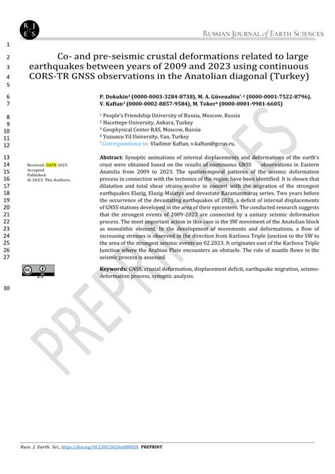 Pdf Co And Pre Seismic Crustal Deformations Related To Large Earthquakes Between Years Of