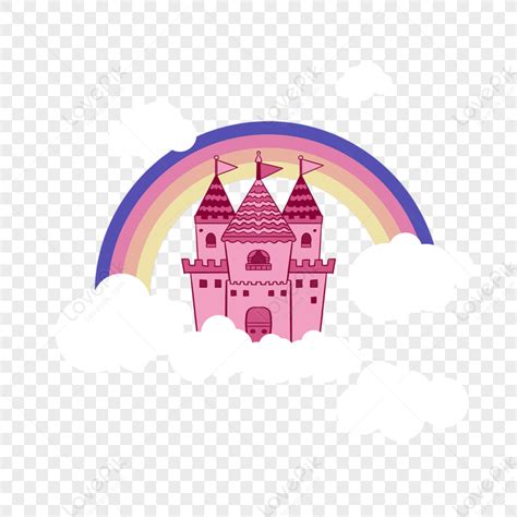 핑크 만화 일러스트 성 무지개 성곽 분홍 바 이윤 Png 일러스트 무료 다운로드 Lovepik