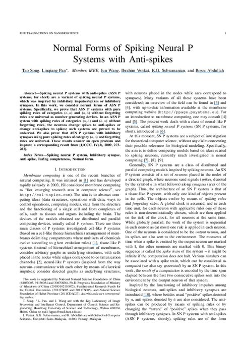 Pdf Normal Forms Of Spiking Neural P Systems With Anti Spikes