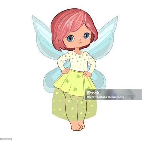 아름다운 옷을 입은 작은 요정 소녀 현대의 잘 생긴 유행 아이 흰색 배경의 격리된 개체입니다 벡터 일러스트레이션 귀여운에 대한 스톡 벡터 아트 및 기타 이미지 Istock
