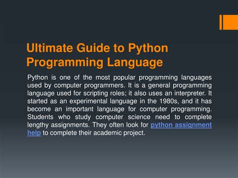 PPT Ultimate Guide To Python Programming Language PowerPoint Presentation ID