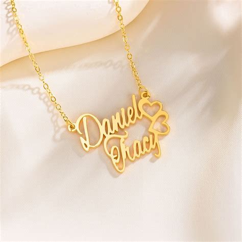 Personalized Double Name Necklace With Symbol Custom 2 Names Necklace