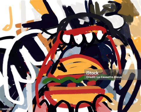 포스트 모던 회화 라 바스키아 패스트 푸드 및 정크 푸드 소비 비난을위한 패러디 예술 작품 그림 인쇄 포스터 미디어 광고에 대