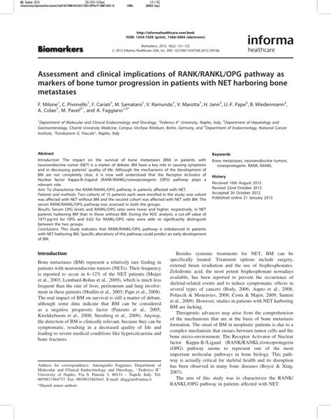 Pdf Assessment And Clinical Implications Of Rankranklopg Pathway As