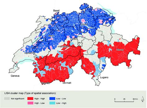 Map Of Local Morans Spatial Autocorrelation Indicator With The Download Scientific Diagram