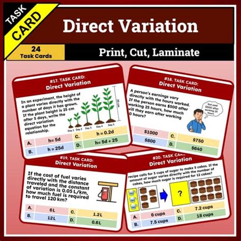 Teks Math 85e Task Card Direct Variation By Markimatics Tpt