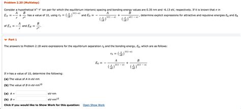 Solved Consider A Hypothetical X Y Ion Pair For Which