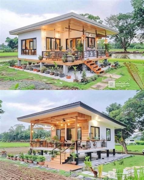 อยากมีบ้าน ไอเดียแบบบ้านสวนยกพื้น หลังกะทัดรัดทันสมัยเรียบง่าย น่าอยู่มาก 🍃🌾🏡💕 เครดิต แบบ