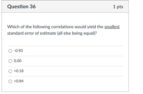 solved question 36 1 pts which of the following correlations
