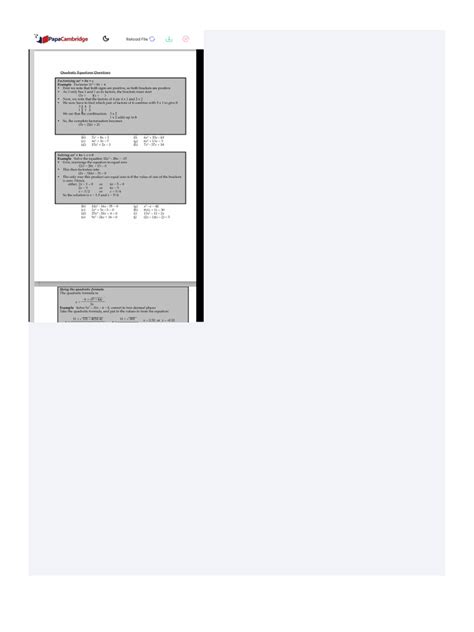 Quadratic Equations Questions Pdf Caie Papacambridge Pdf