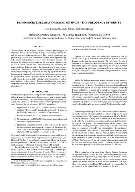 pdf blind source separation based on space time frequency diversity
