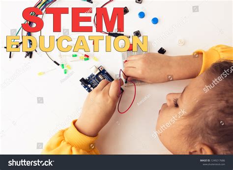Cute Girl Constructs Robot Arduino Program Stock Photo Shutterstock