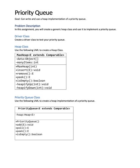 Solved Priority Queue Goal Can Write And Use A Heap