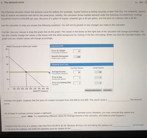 Solved 4 The Demand Curve The Following Calculator Shows