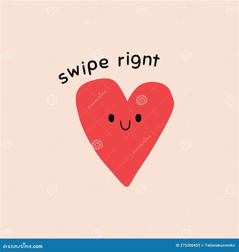 Virtual Love Card With Red Heart Text Swipe Right Stock Vector
