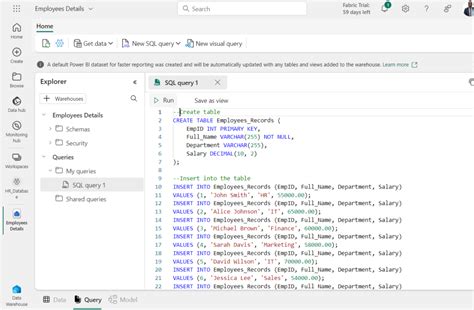 How To Create Table And Insert Records In Microsoft Fabric Data Warehouse Sql Endpoint Data