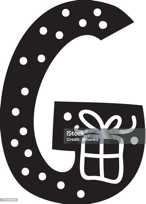 크리스마스 겨울 벡터 글꼴 문자 G 알파벳을 표시합니다 자본 스칸디나비아 편지 서체 Abc 요소 소셜 미디어 웹 디자인 포스터 배너 인사말 카드 0명에 대한 스톡 벡터 아트