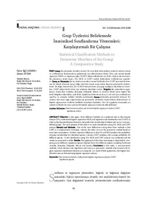 Pdf Statistical Classification Methods To Determine Members Of The
