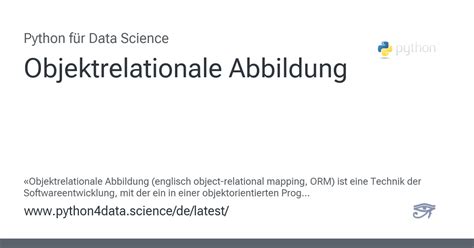 Objektrelationale Abbildung Python Für Data Science 2430