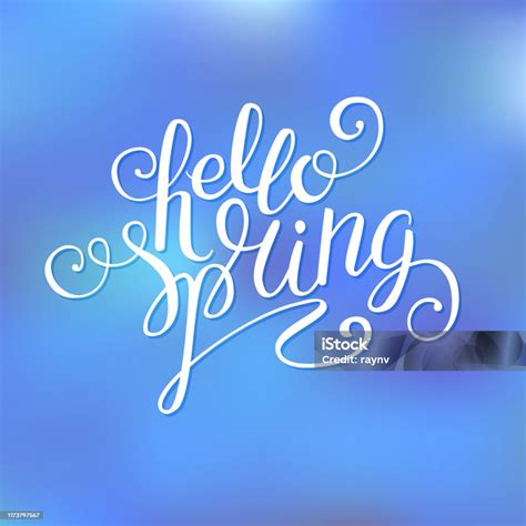 안녕하세요 봄 서예 흐림 배경에 필기 문자 고립 현대 브러시 펜 레터링 0명에 대한 스톡 벡터 아트 및 기타 이미지 0명 3월 4월 Istock