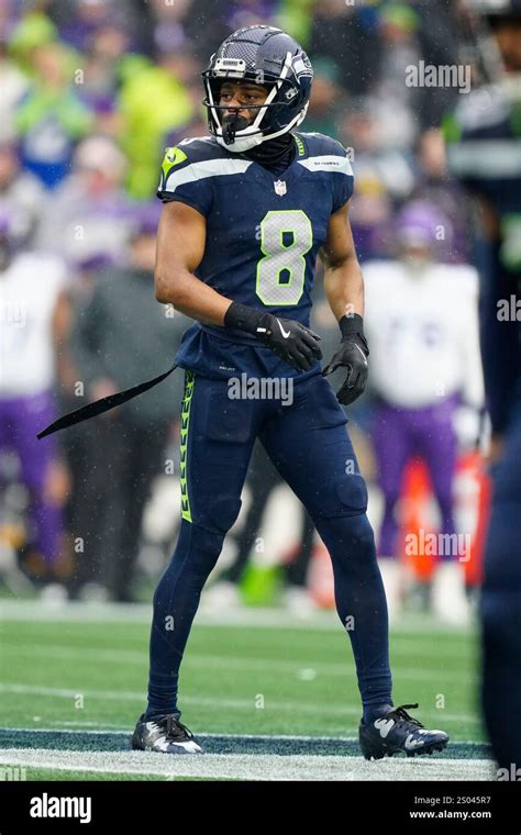 Seattle Seahawks Cornerback Coby Bryant 8 Looks On During An Nfl