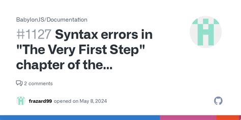 Syntax Errors In The Very First Step Chapter Of The Documentation For