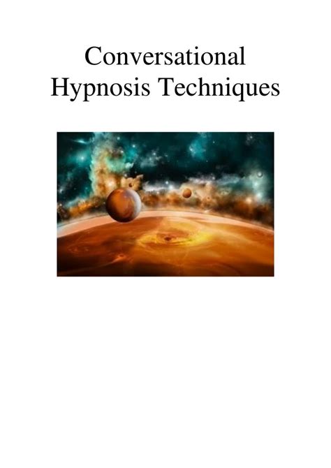 Conversational Hypnosis Techniques Pdf