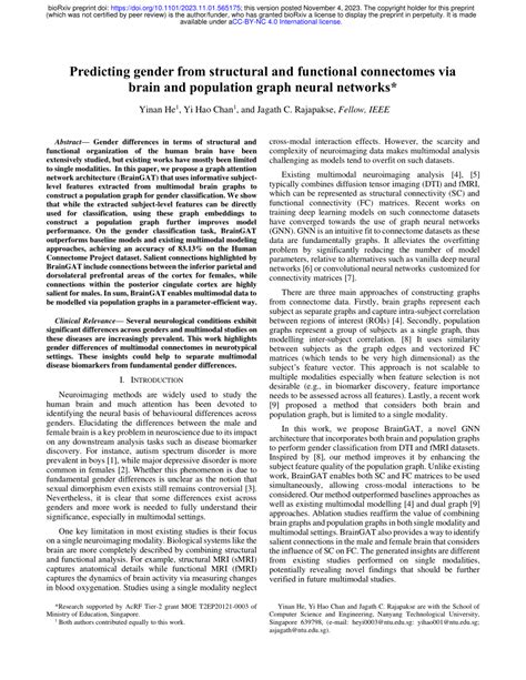 Pdf Predicting Gender From Structural And Functional Connectomes Via Brain And Population