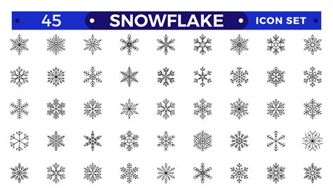 Snowflakes Outline Icon Set Such As Pack Of Simple Snowflake Snowflake Winter Snowflake Icons