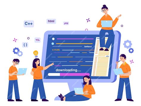 premium vector website software developing app programmers team