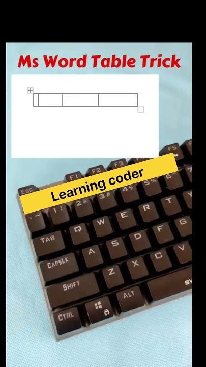 Table Trick Of Ms Word Learning Coder Shorts Video Pclaptop