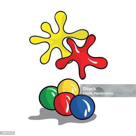 흰색 배경에 고립 된 만화 스타일의 페인트 볼 아이콘에 대 한 공 페인트 볼 기호 주식 벡터 일러스트입니다 0명에 대한 스톡 벡터 아트 및 기타 이미지 Istock