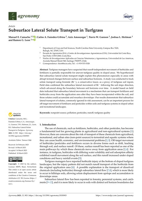 Pdf Subsurface Lateral Solute Transport In Turfgrass